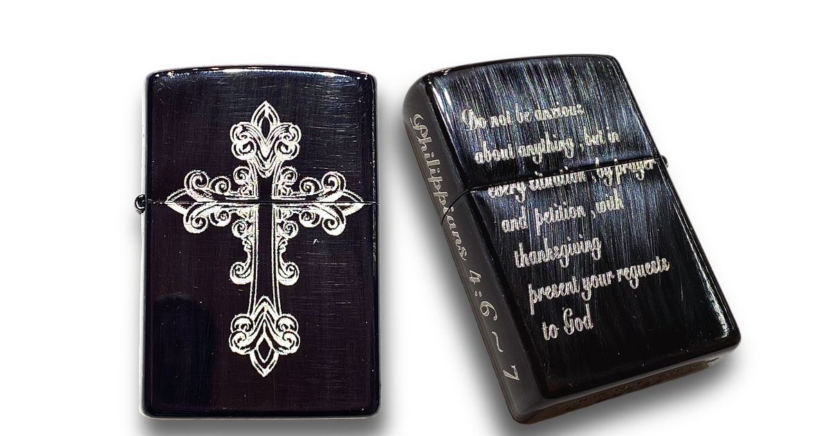 "Original Engraving Zippo "〜Philippians 4:6〜7 Black Zippo〜